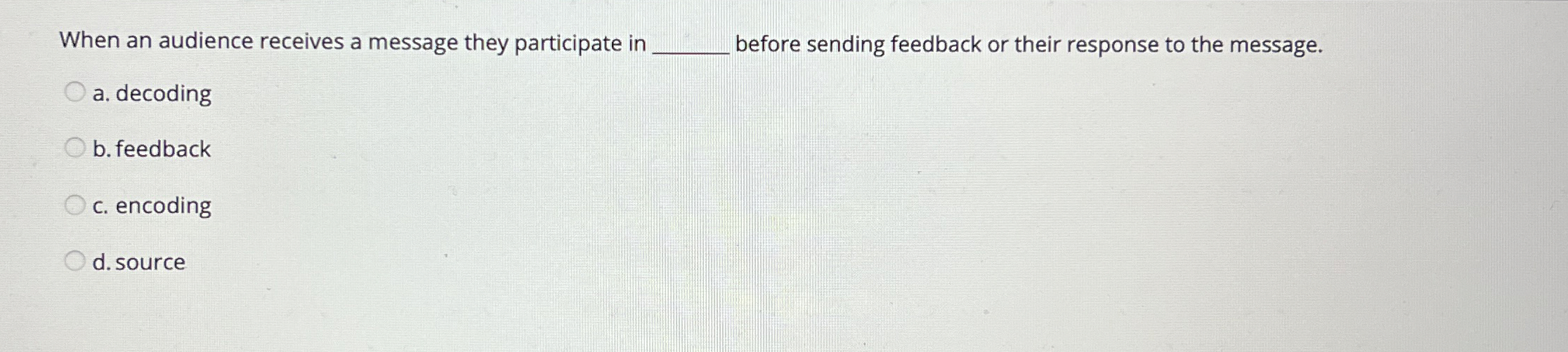 Solved When an audience receives a message they participate | Chegg.com