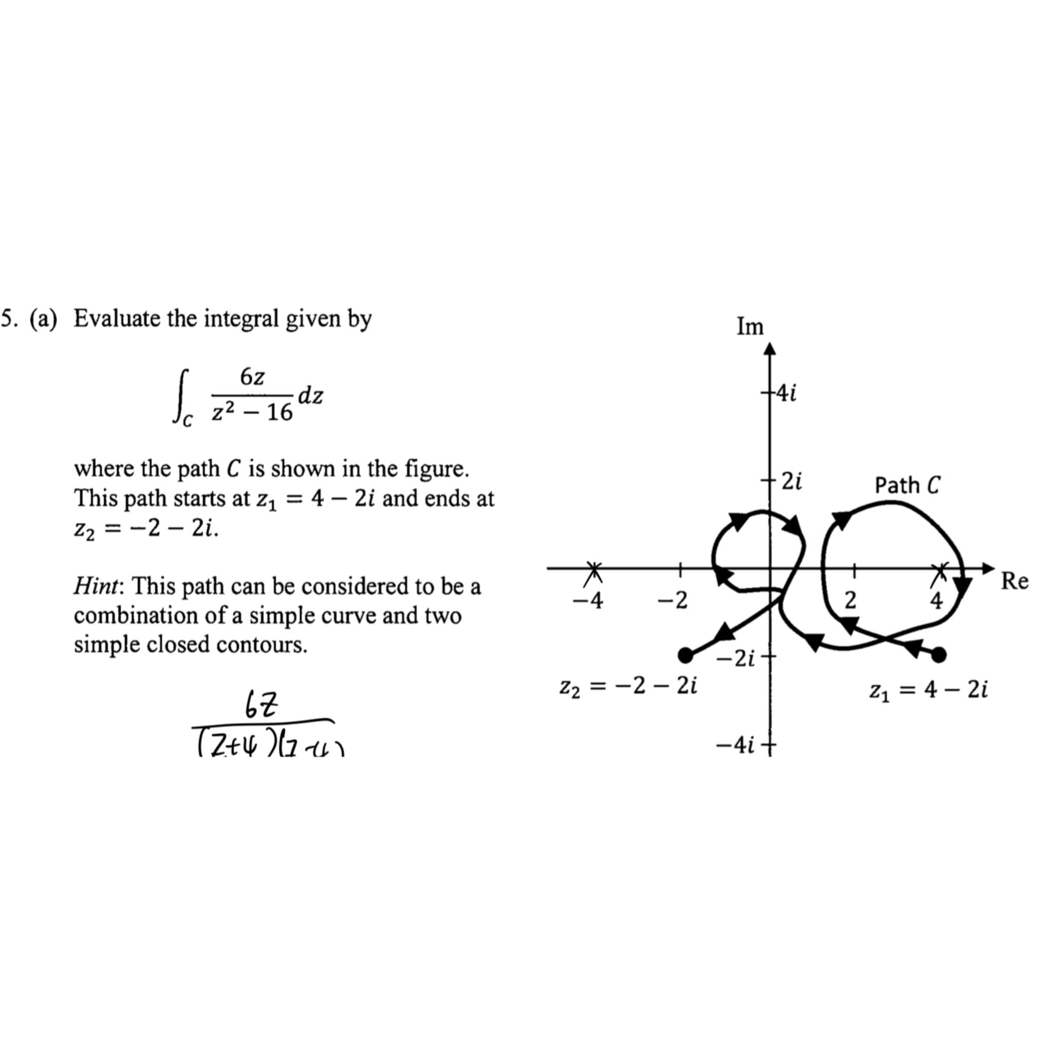 Solved (a) ﻿Evaluate the integral given by∫C﻿6zz2-16dzwhere | Chegg.com