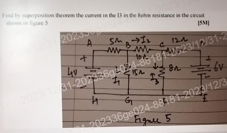 Solved Find by superposition theorem the current in the 13 | Chegg.com