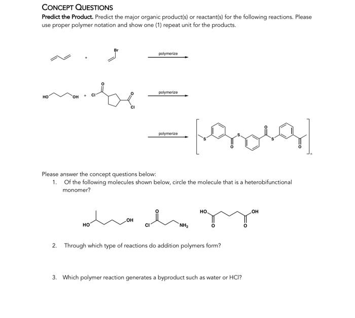 Solved CONCEPT QUESTIONS Predict the Product. Predict the | Chegg.com