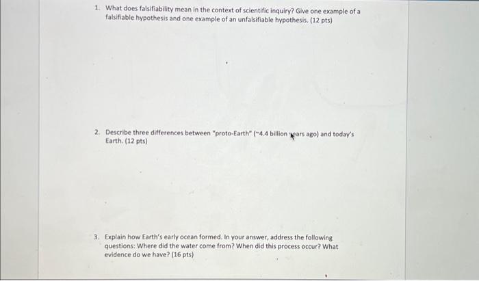 Solved 1. What does falsifiability mean in the context of | Chegg.com