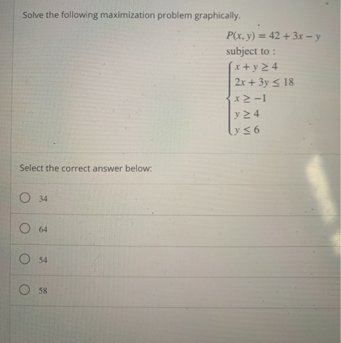Solved Solve the following maximization problem graphically. | Chegg.com