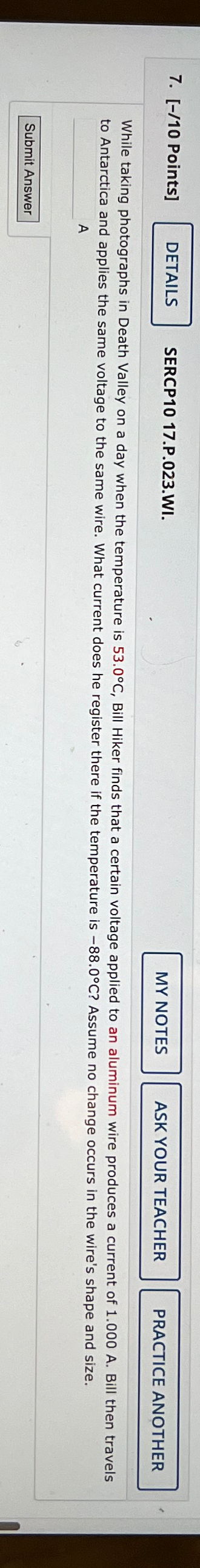 Solved [-/10 ﻿Points]SERCP10 17.P.023.WI.While taking | Chegg.com