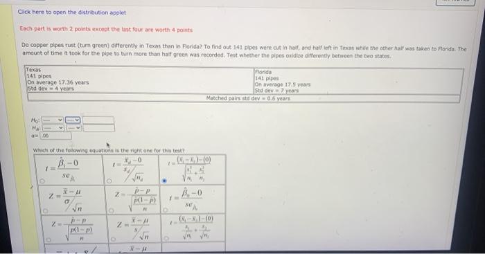 Solved Click here to open the distribution applet Each part | Chegg.com