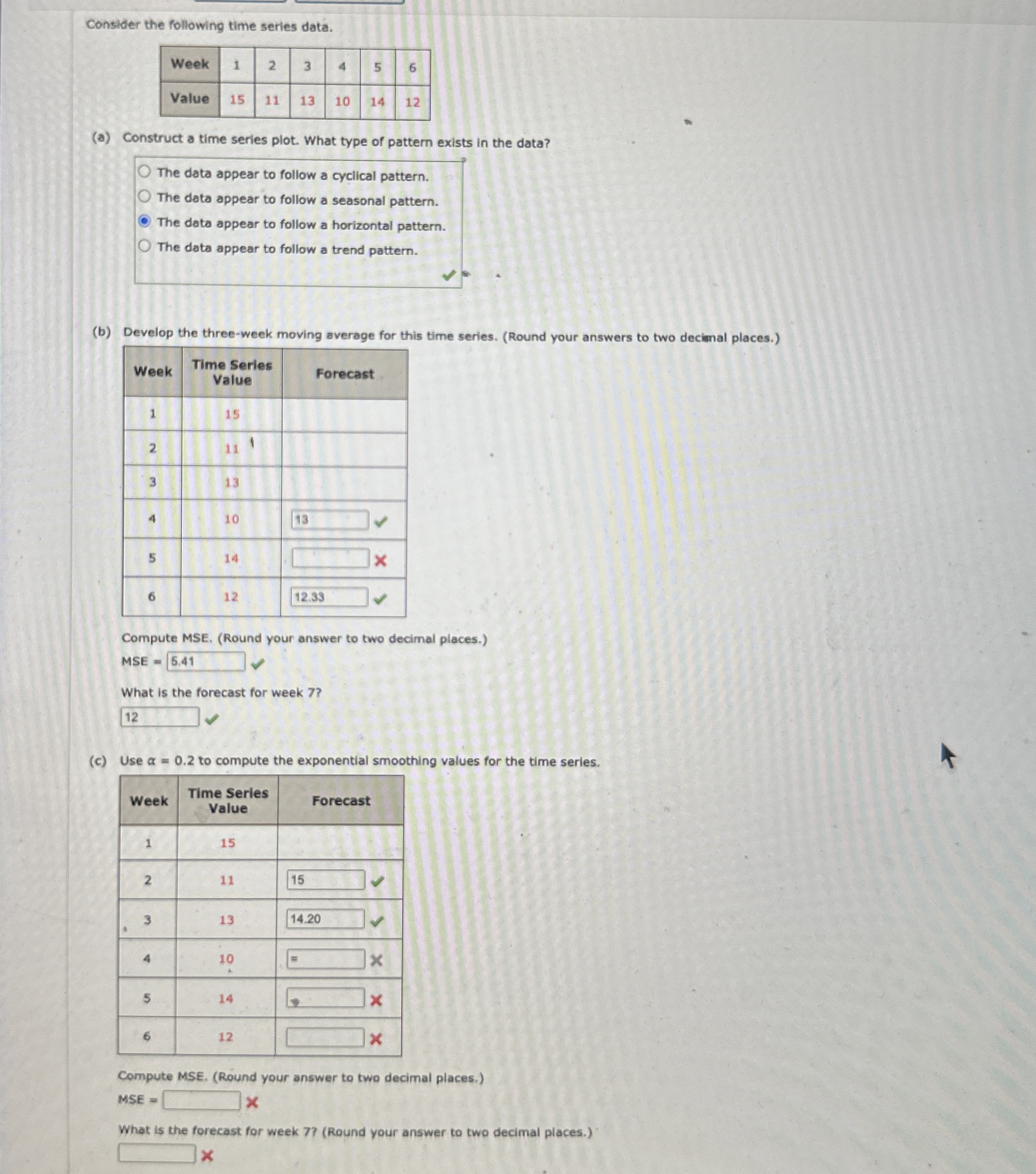 Solved Consider the following time series | Chegg.com