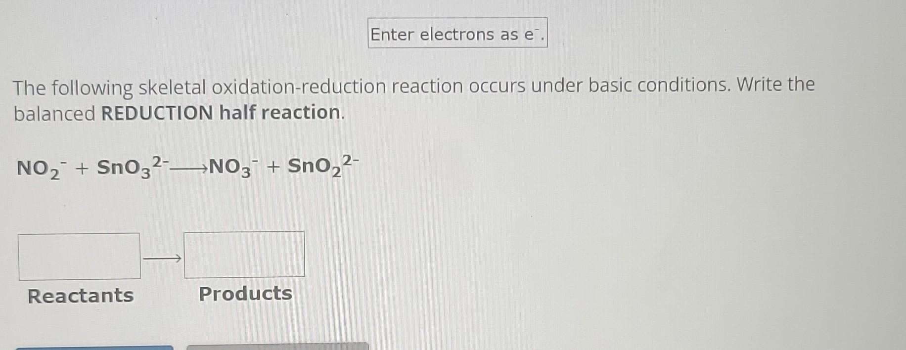 Solved The following skeletal oxidation-reduction reaction | Chegg.com