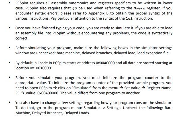 Solved PCSpim requires all assembly mnemonics and registers | Chegg.com