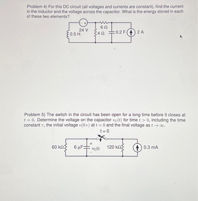 Solved Problem 4) For this DC circuit (all voltages and | Chegg.com