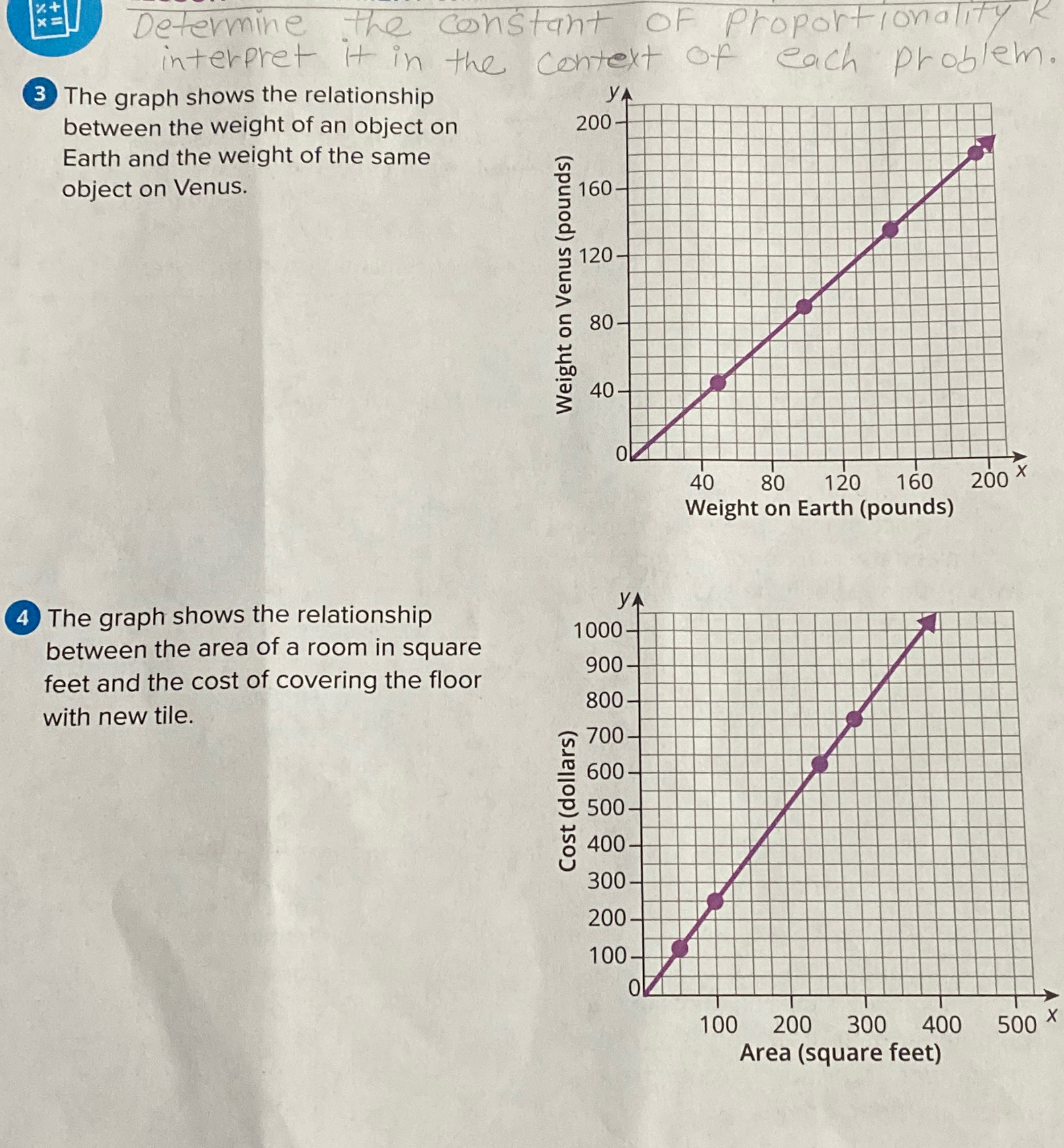 Solved Determine the constant of proportionality interpret | Chegg.com
