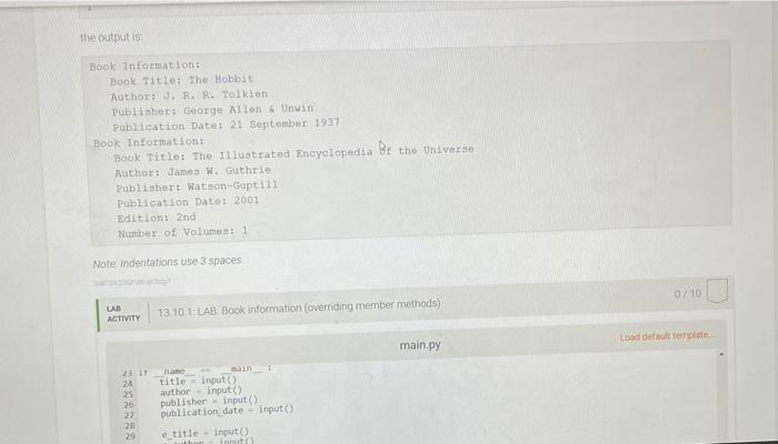 Solved 13.10 LAB: Book information (overriding member | Chegg.com