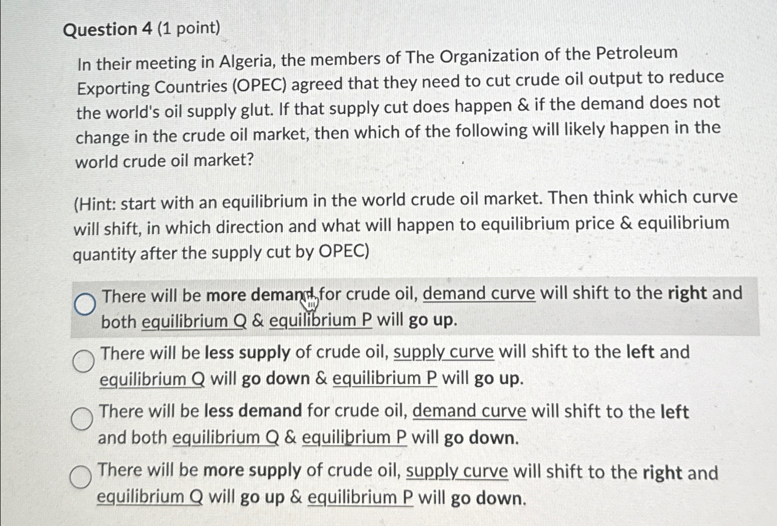 Solved Question 4 (1 ﻿point)In their meeting in Algeria, the | Chegg.com