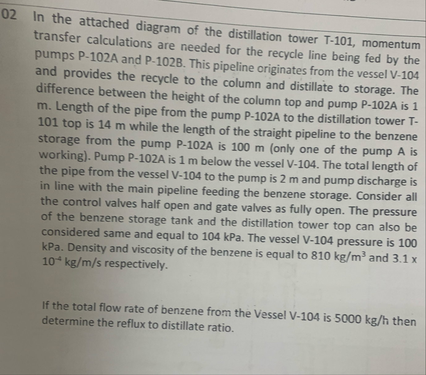 Solved 02 ﻿In the attached diagram of the distillation tower | Chegg.com
