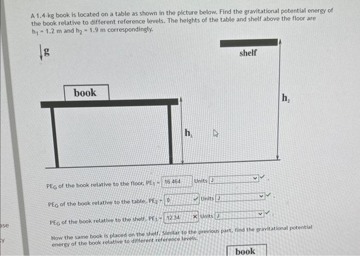 Solved A 1.4-kg book is located on a table as shown in the | Chegg.com