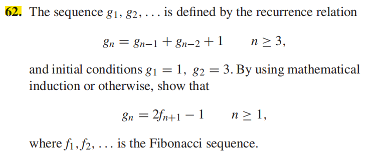 Solved The sequence g1,g2,dots is defined by the recurrence | Chegg.com