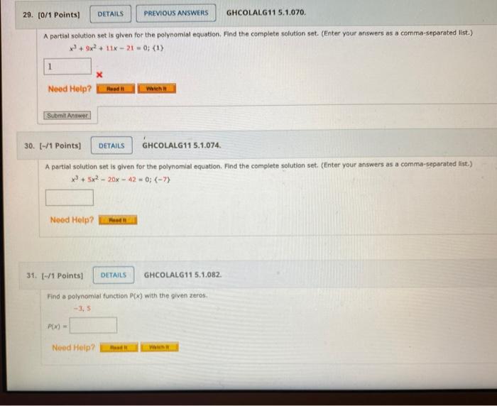 Solved DETAILS 29. [0/1 Points) PREVIOUS ANSWERS GHCOLALG11 | Chegg.com