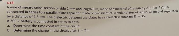 Solved A wire of square cross-section of side 2 mm and | Chegg.com