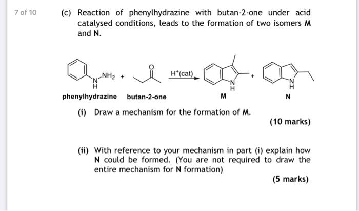 Solved (c) Reaction of phenylhydrazine with butan-2-one | Chegg.com