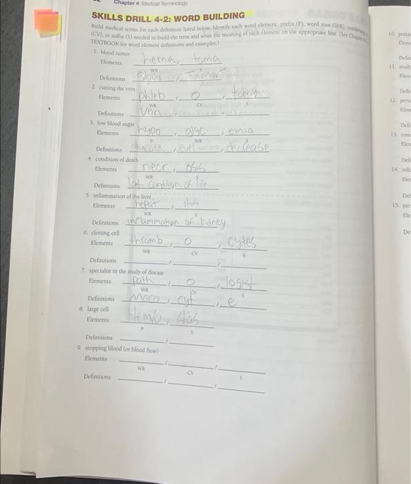 Solved nosu SKILLS DRILL 4-2: WORD BUILDING Build medical | Chegg.com