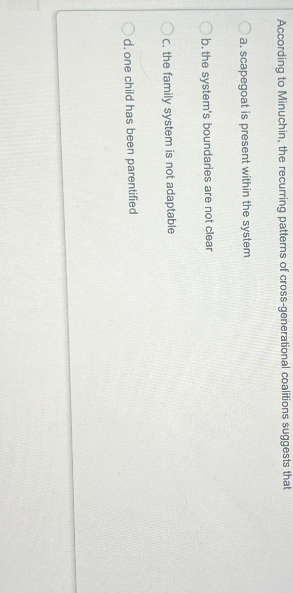 Solved According to Minuchin, the recurring patterns of | Chegg.com