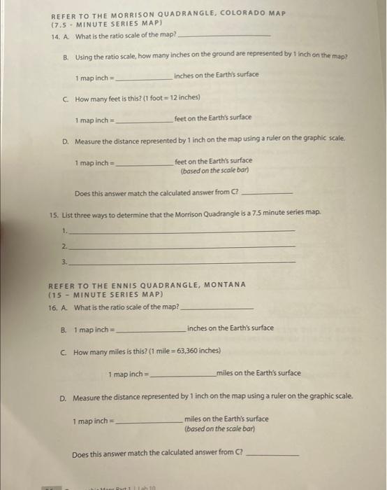 Solved REFER TO THE MORRISON QUADRANGLE, COLORADO MAP (7.5 - | Chegg.com