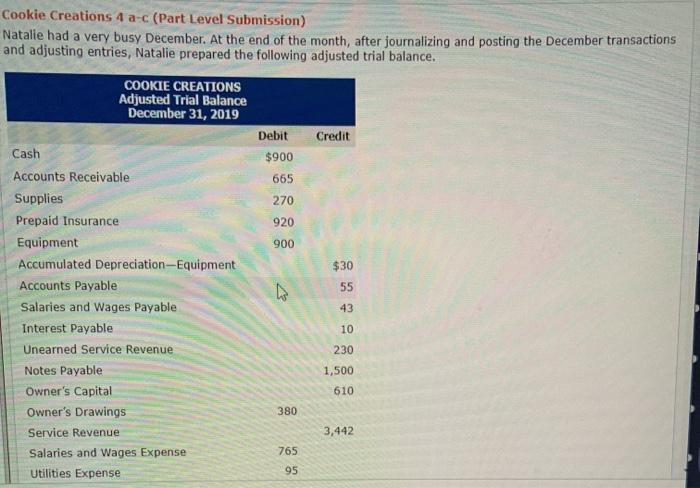 Solved Cookie Creations 4 a-c (Part Level Submission) | Chegg.com