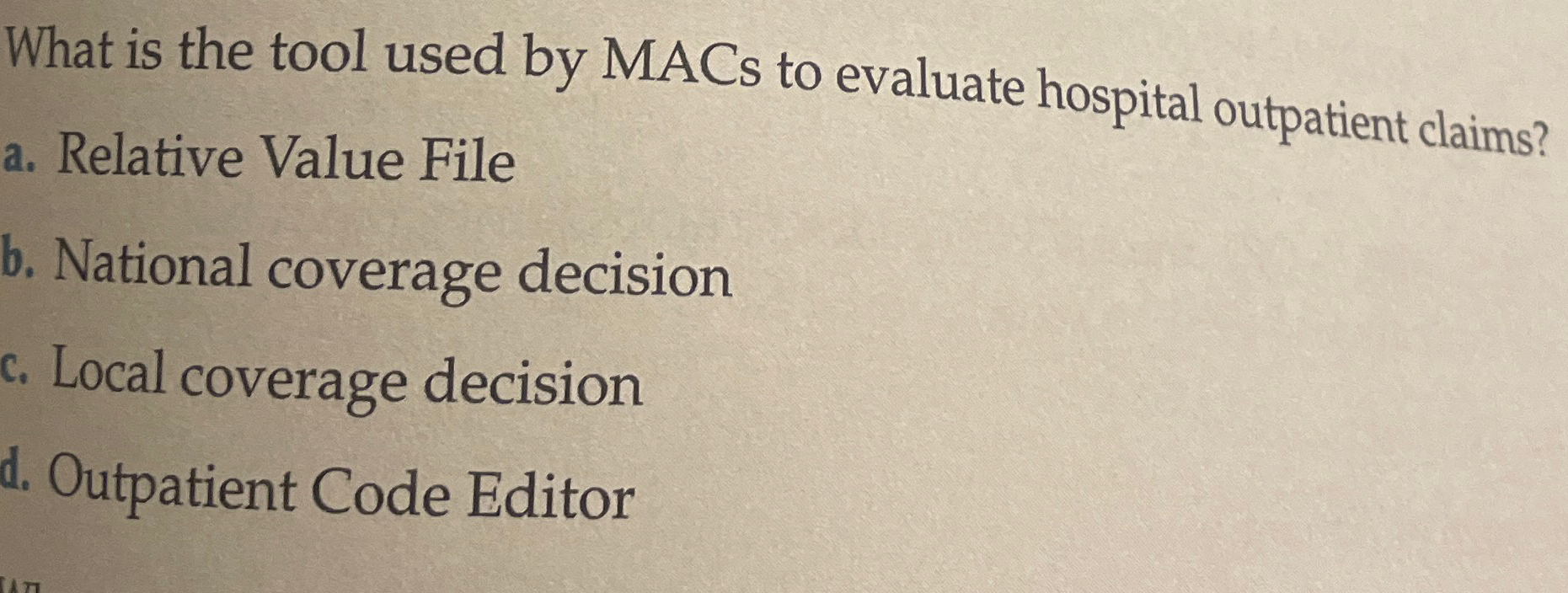 Solved What is the tool used by MACs to evaluate hospital | Chegg.com