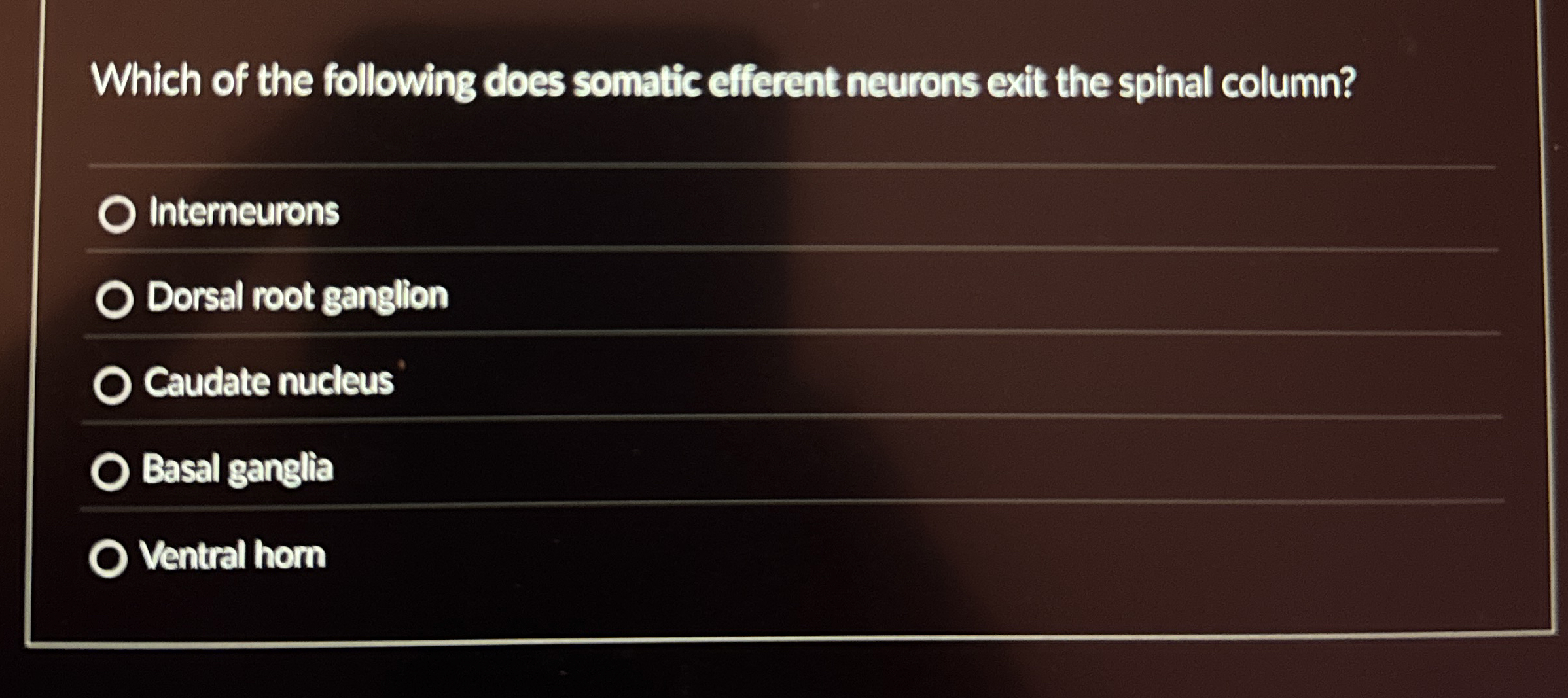 Solved Which of the following does somatic efferent neurons | Chegg.com