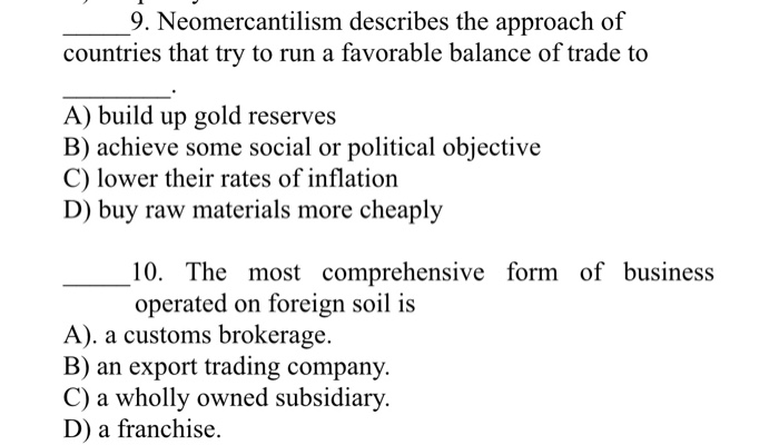 Favorable Balance Of Trade