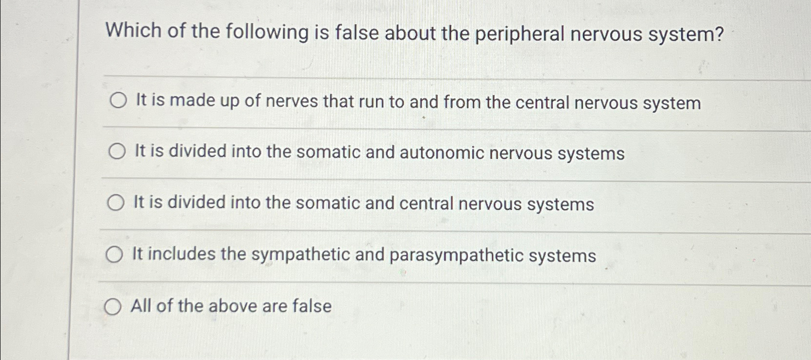 Solved Which of the following is false about the peripheral | Chegg.com