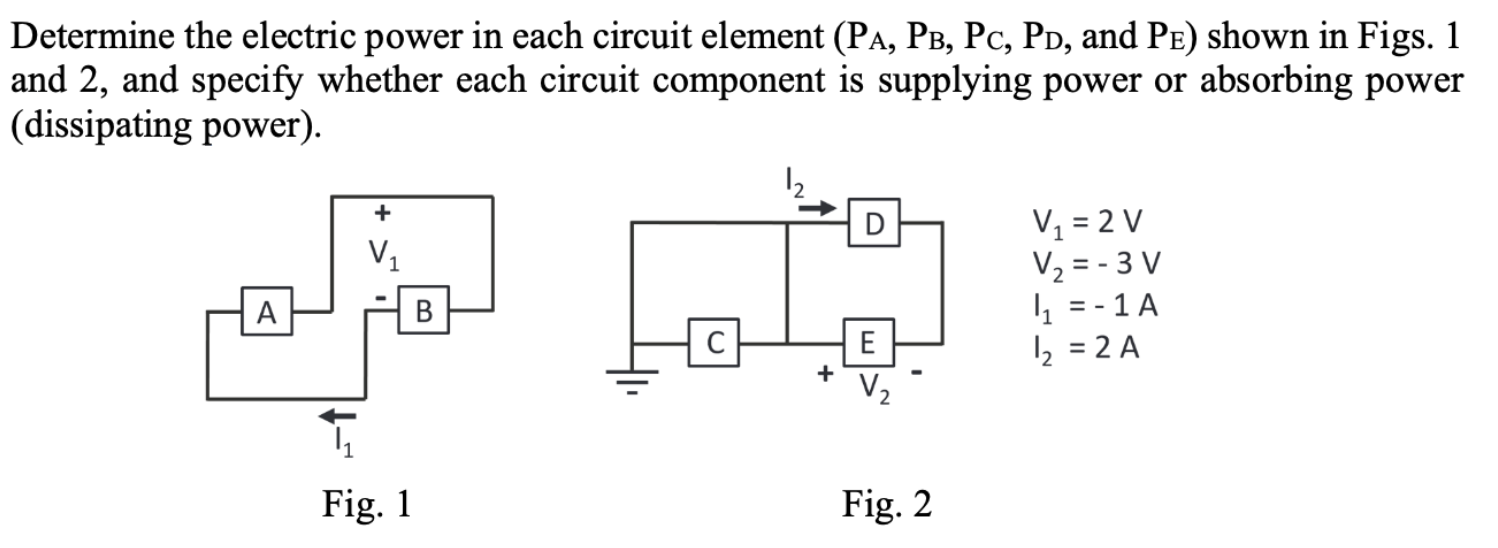 Solved Determine the electric power in each circuit element | Chegg.com