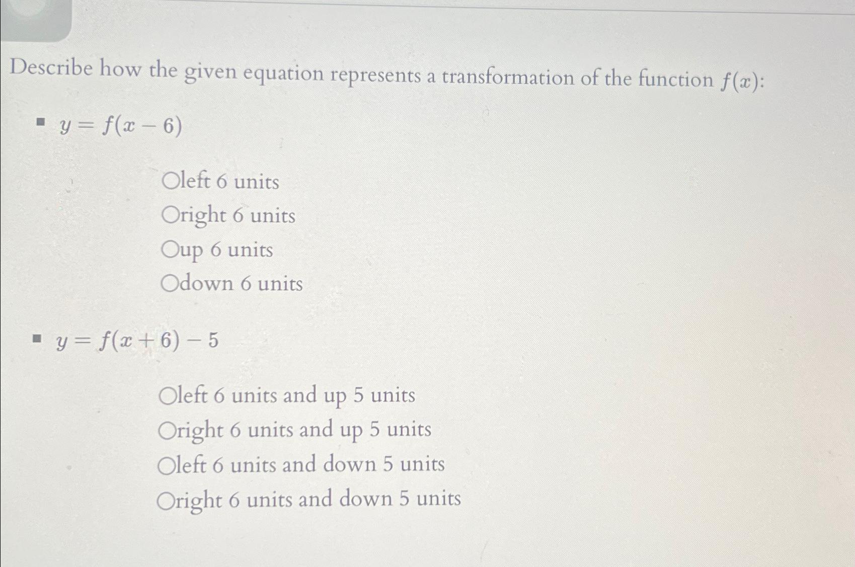 Solved Describe how the given equation represents a | Chegg.com