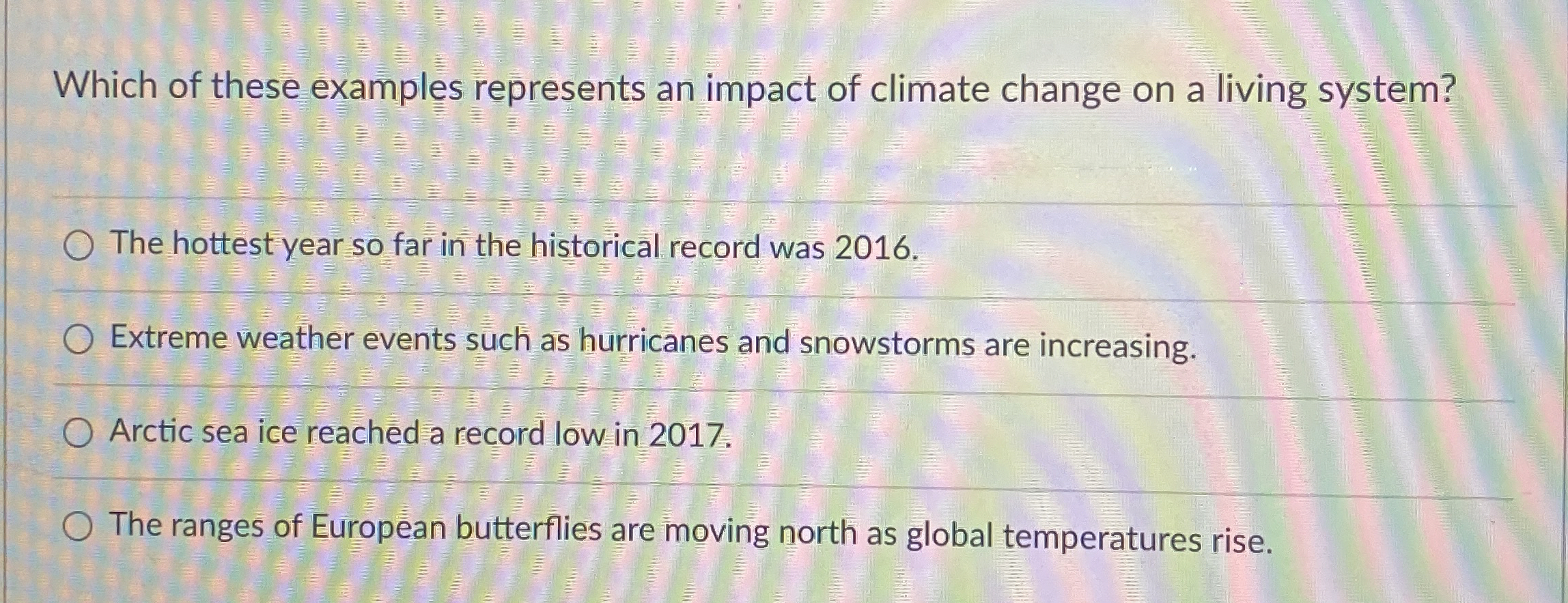 Solved Which of these examples represents an impact of | Chegg.com