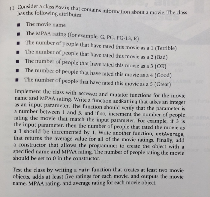 Solved Consider a class Movie that contains information | Chegg.com