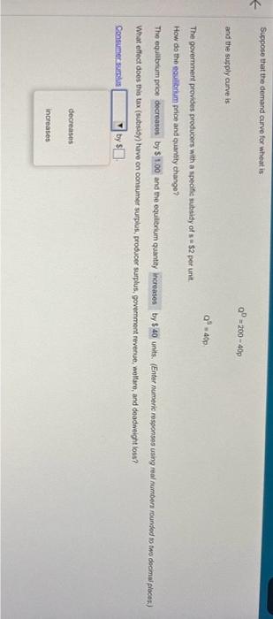 Solved Suppose that the dernand curve for wheat is | Chegg.com