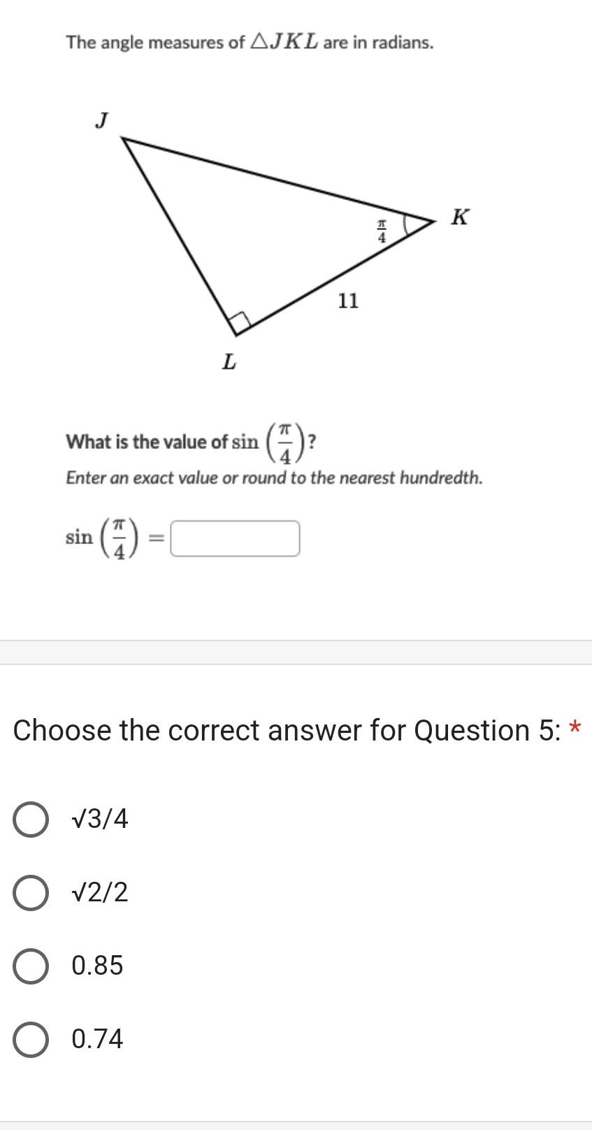 Solved The Angle Measures Of JKL Are In Radians What Is Chegg