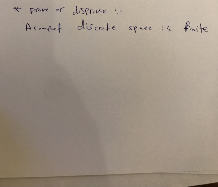 Solved * prove or disprove A compet discrete space is finite | Chegg.com