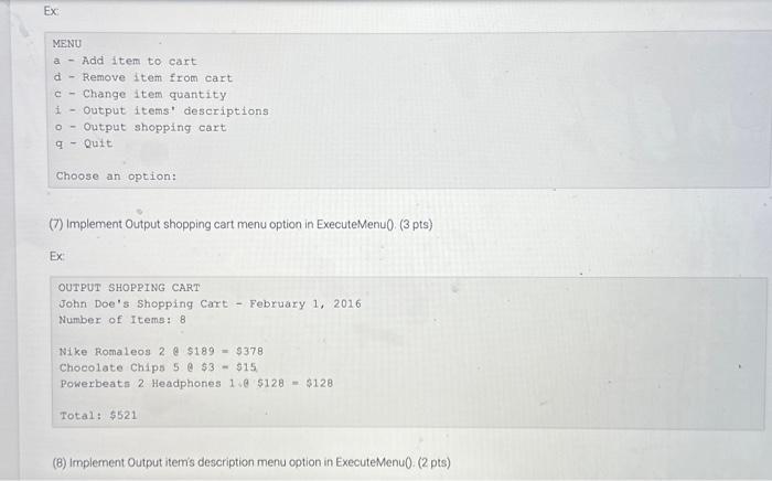 Solved Expected output ends with c - Change item quantity | Chegg.com