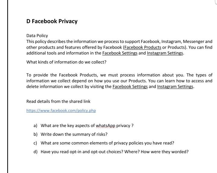 = A. Microsoft Privacy Statement Last Updated: April | Chegg.com