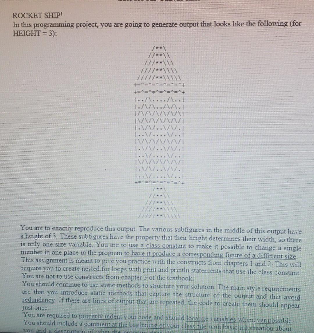 Solved ROCKET SHIP 1 In this programming project, you are | Chegg.com