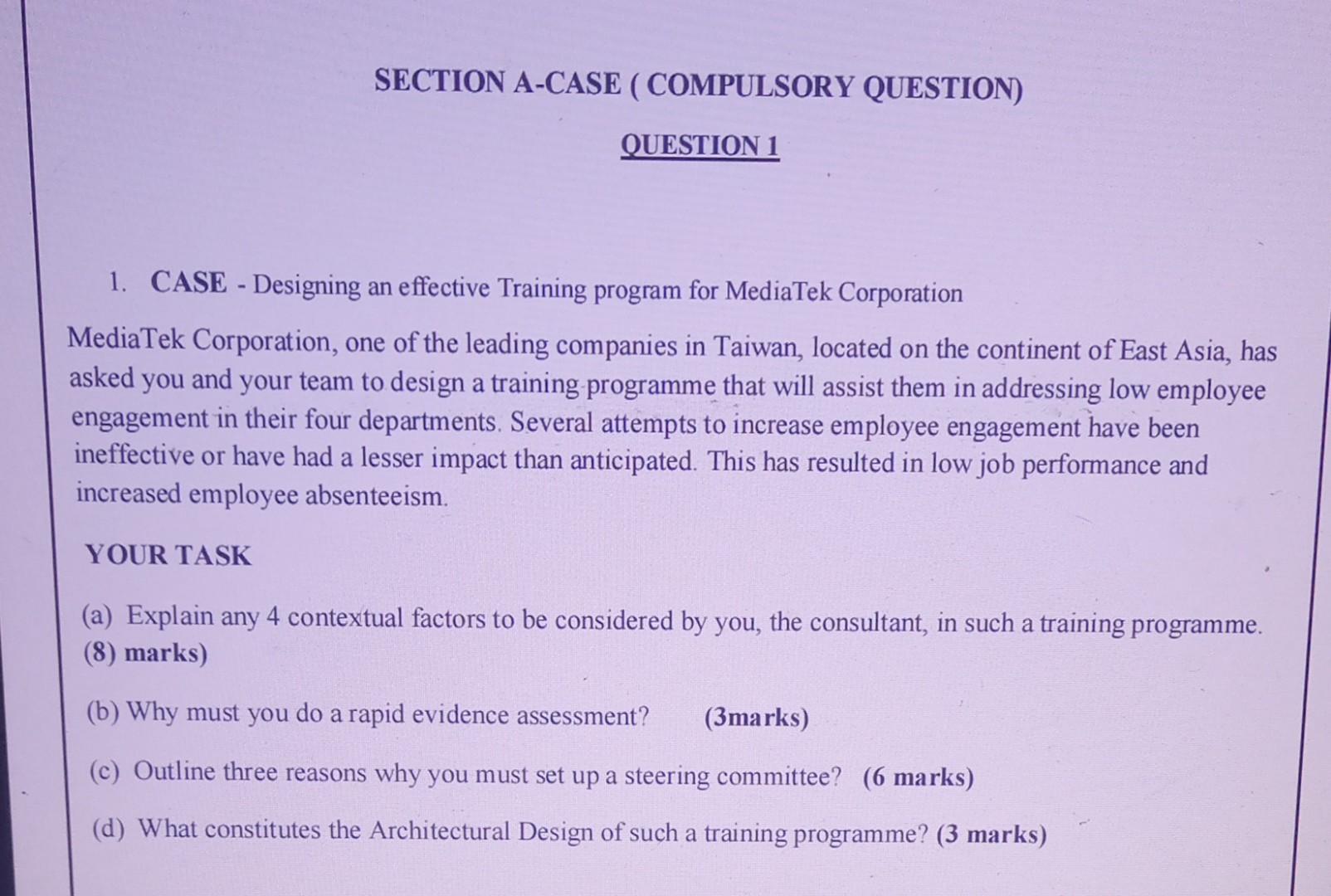 SECTION A-CASE ( COMPULSORY QUESTION) QUESTION 1 1. | Chegg.com