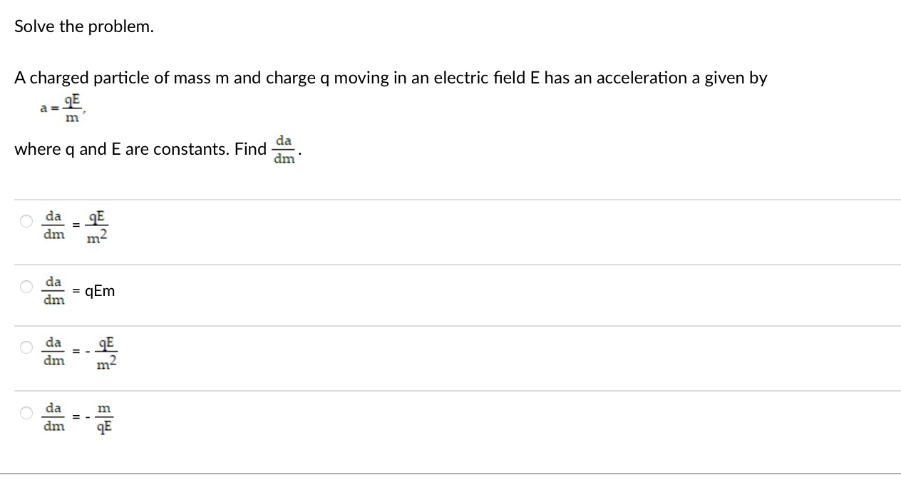 Solved Solve the problem.A charged particle of mass m ﻿and | Chegg.com