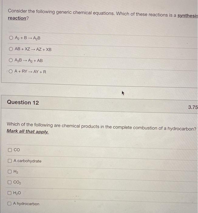 Solved Consider the following generic chemical equations. | Chegg.com