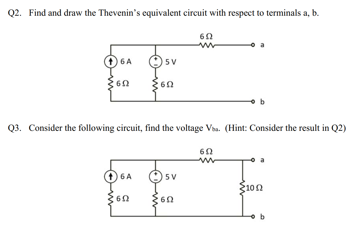 Solved Q2. ﻿Find and draw the Thevenin's equivalent circuit | Chegg.com