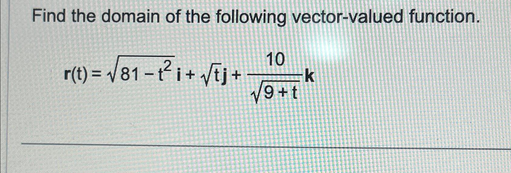Solved Find the domain of the following vector-valued | Chegg.com