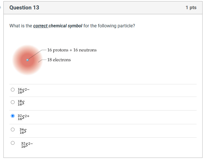 Solved Question 13What is ﻿the correct chemical symbol for | Chegg.com