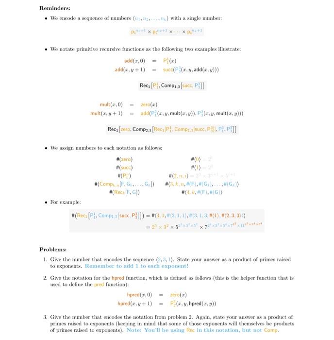 Solved Reminders: - We encode a sequence of numbers | Chegg.com
