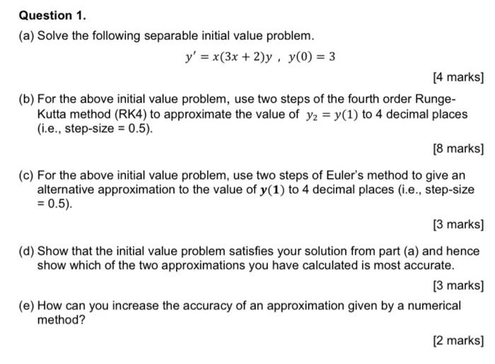 Solved (a) Solve the following separable initial value | Chegg.com