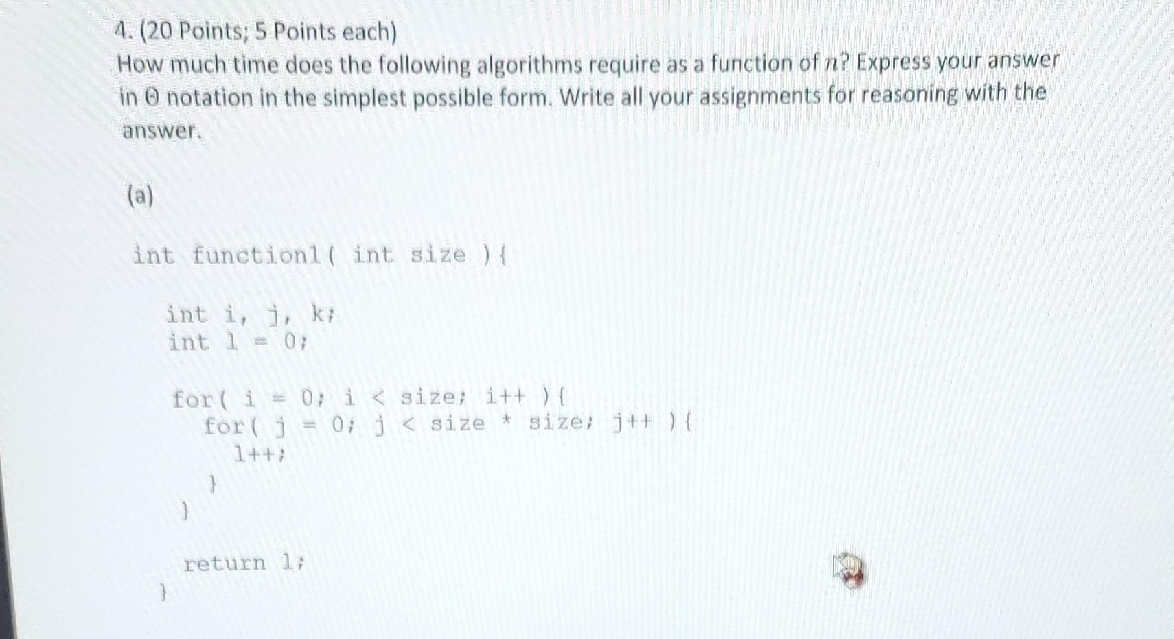 Solved 4. (20 Points; 5 Points each) How much time does the | Chegg.com
