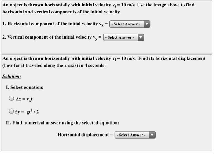 Solved An object is thrown horizontally with initial | Chegg.com