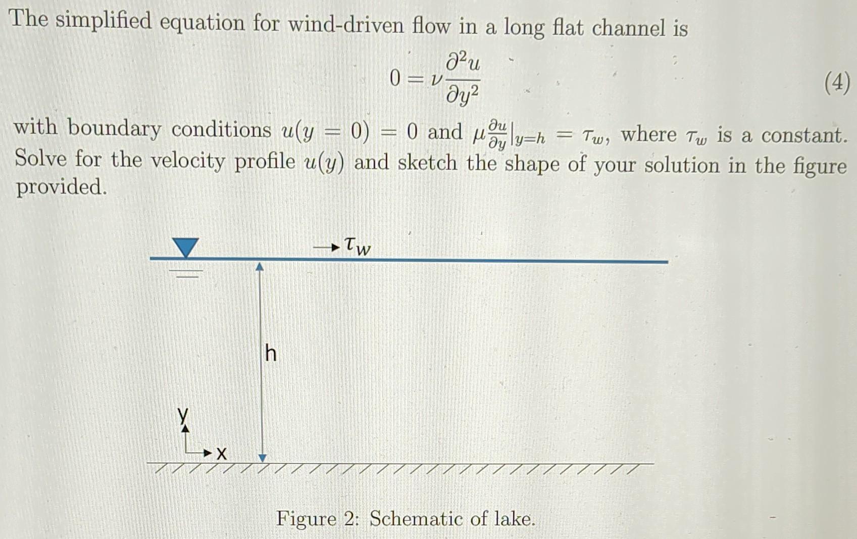 Solved The simplified equation for wind-driven flow in a | Chegg.com